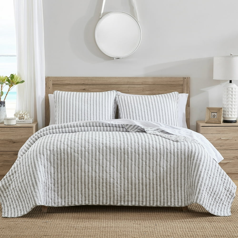 Stone Cottage Willow Way Ticking Stripe Grey Full Queen Quilt Set