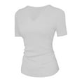 Kukoosong Women's Casual V-Neck Short Sleeve Slim Fit Crop Top with ...