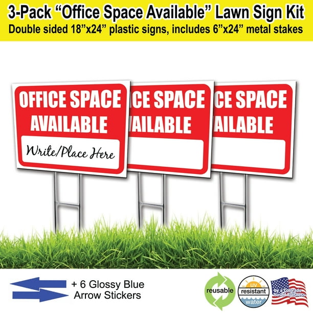 18x24 Office Space Available lawn sign with 6x24 H-stake (3) - Walmart ...