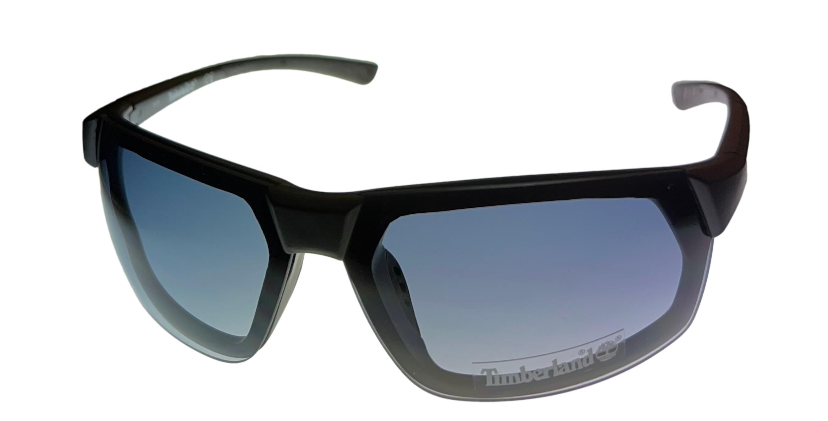 Timberland Matte Black Mens Plastic Rectangle Sunglass Flash Lens