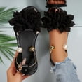 WAYUTE Sandals Women Elegant Floral Design Flat Sandals Slip On Pearl ...