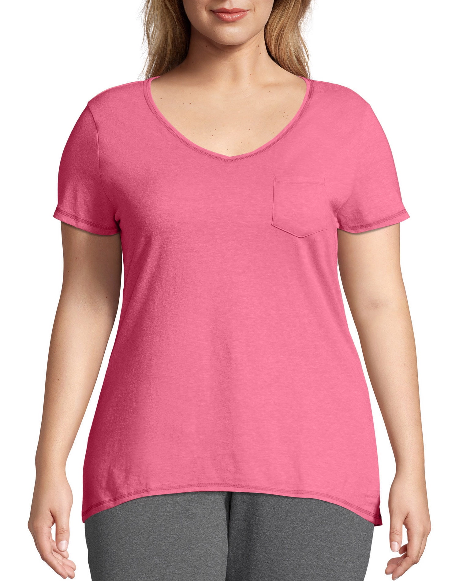 Just My Size Women's Plus-Size Hi-lo X-Temp Pocket Tee - Walmart.com