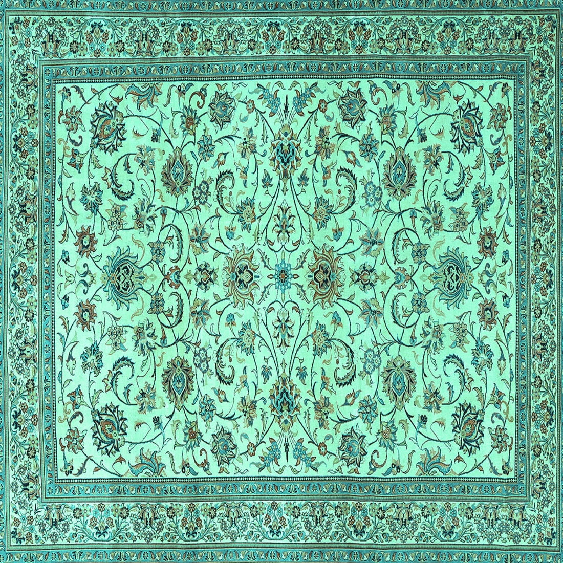Ahgly Company Machine Washable Indoor Square Persian Turquoise Blue ...