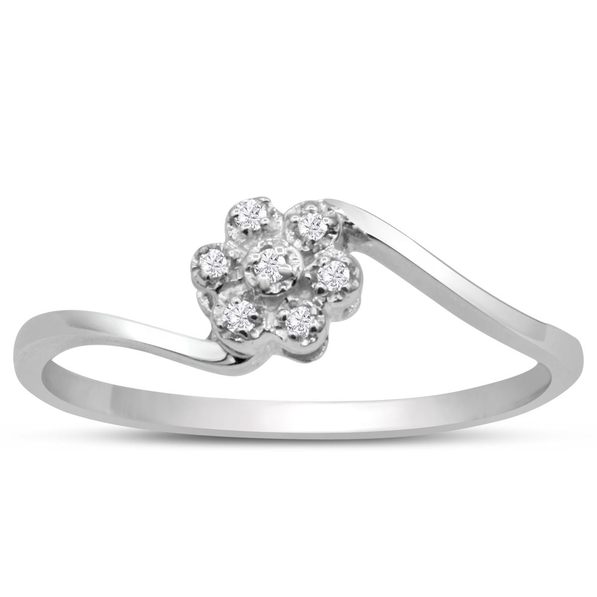 SuperJeweler Flower Shaped Diamond Promise Ring In White Gold For Women ...