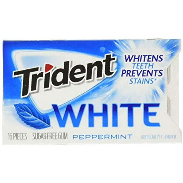 Trident Dual Pack Gum, White Peppermint, 16 Pieces, 12 Count - Walmart.com