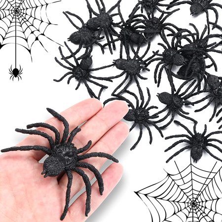 Xizioo 30 Pieces Realistic Plastic Spider Toys Plastic Halloween Spider ...