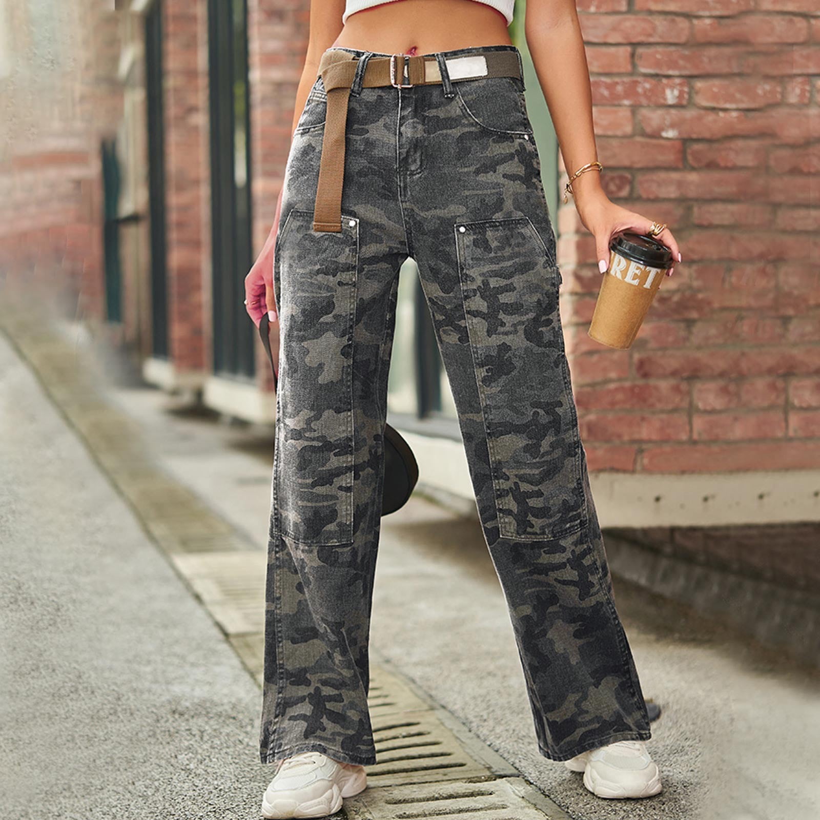 Click here for Itnhfp Womens Pants Womens Camo Baggy Wide Leg Pan... prices