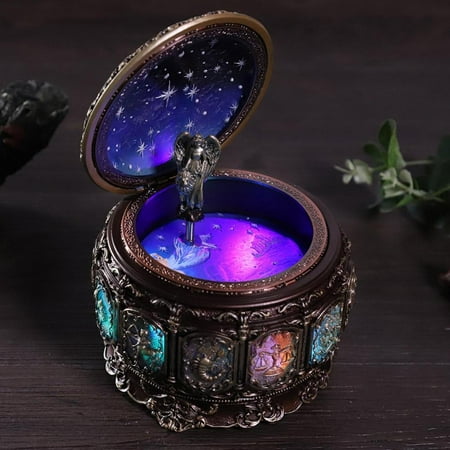 Rdeghly Vintage Musical Box, Music Box with LED Light,Vintage Music Box ...