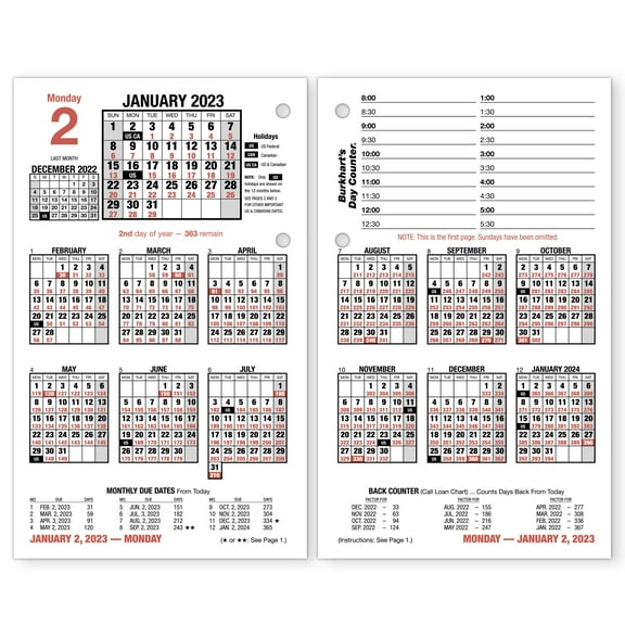AT-A-GLANCE Burkharts Day Counter 2026 Daily Loose-Leaf Desk Calendar ...