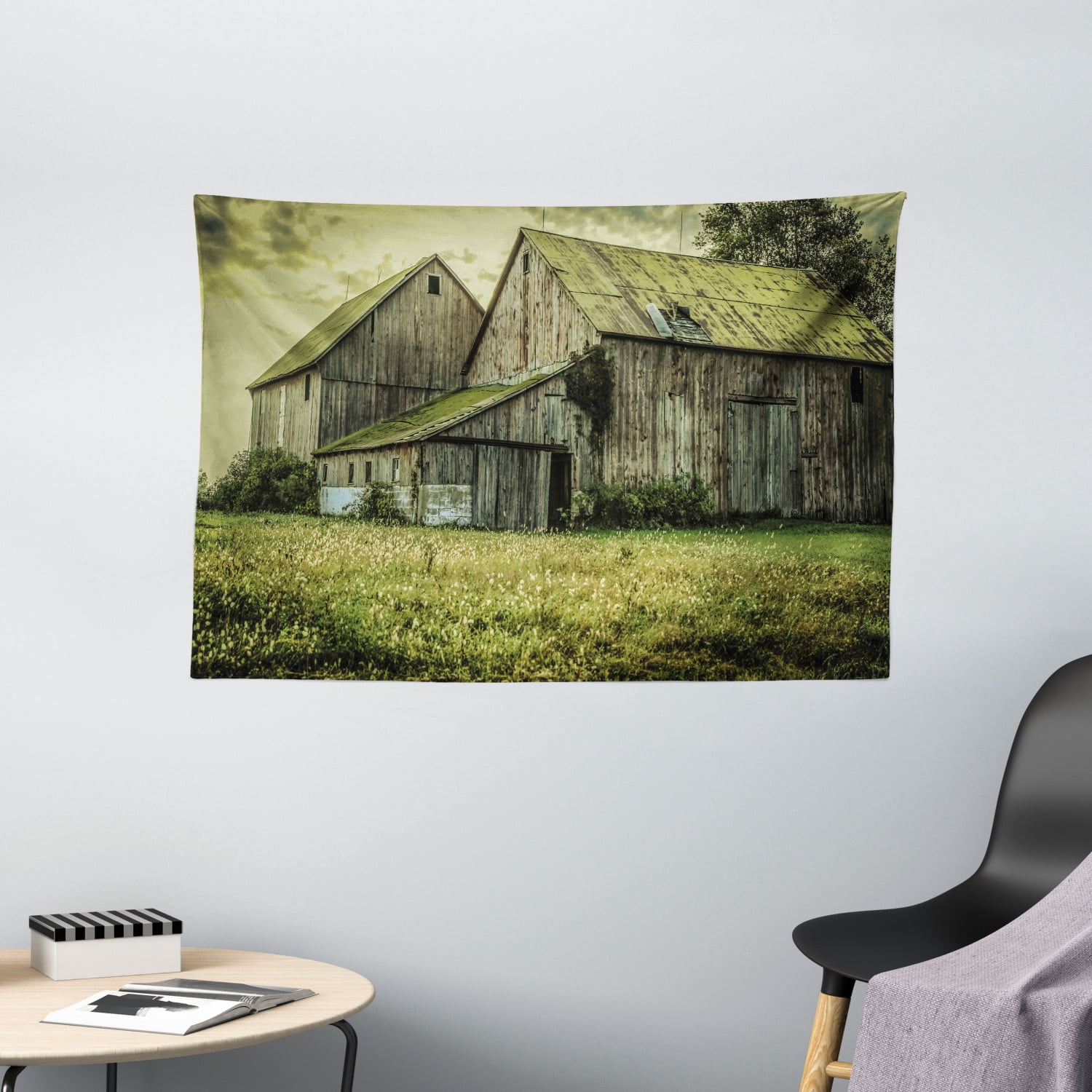 Country Tapestry, Farmer Field Barn Warehouse Midwest American Style ...