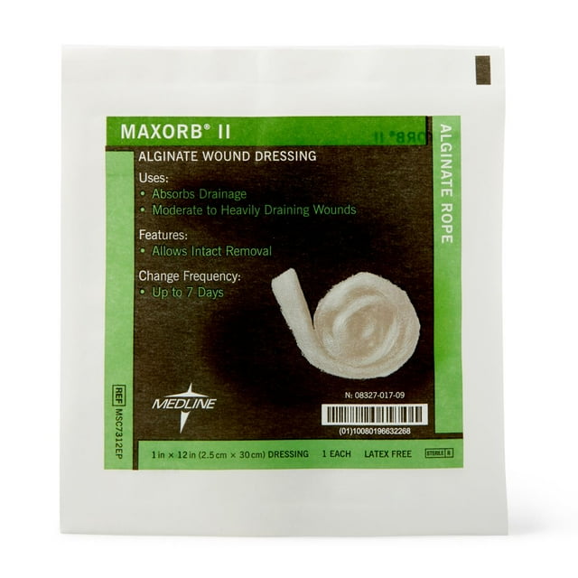 Medline Maxorb® II Alginate Wound Dressings, 1" x 12" Rope, 5 Count ...