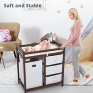 Zimtown 3-Drawer Baby Changing Table with Storage, Infant Diaper ...