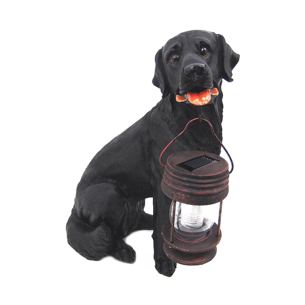 Black Labrador Dog With Lantern Solar Light - Walmart.com - Walmart.com