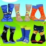 TeeHee Men's Unique Multi Cute Cotton Crew Socks 6-Pack, Fun and Fancy ...