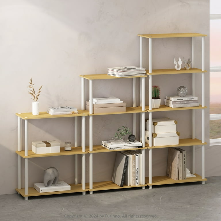 Furinno Turn N Tube 3 Tier Multipurpose Compact Display Rack Shelving Unit Bookcase Beech