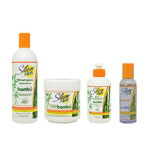 Silicon Mix Bambu Shampoo & Treatment 16oz & Leave-in 8oz & Polisher ...