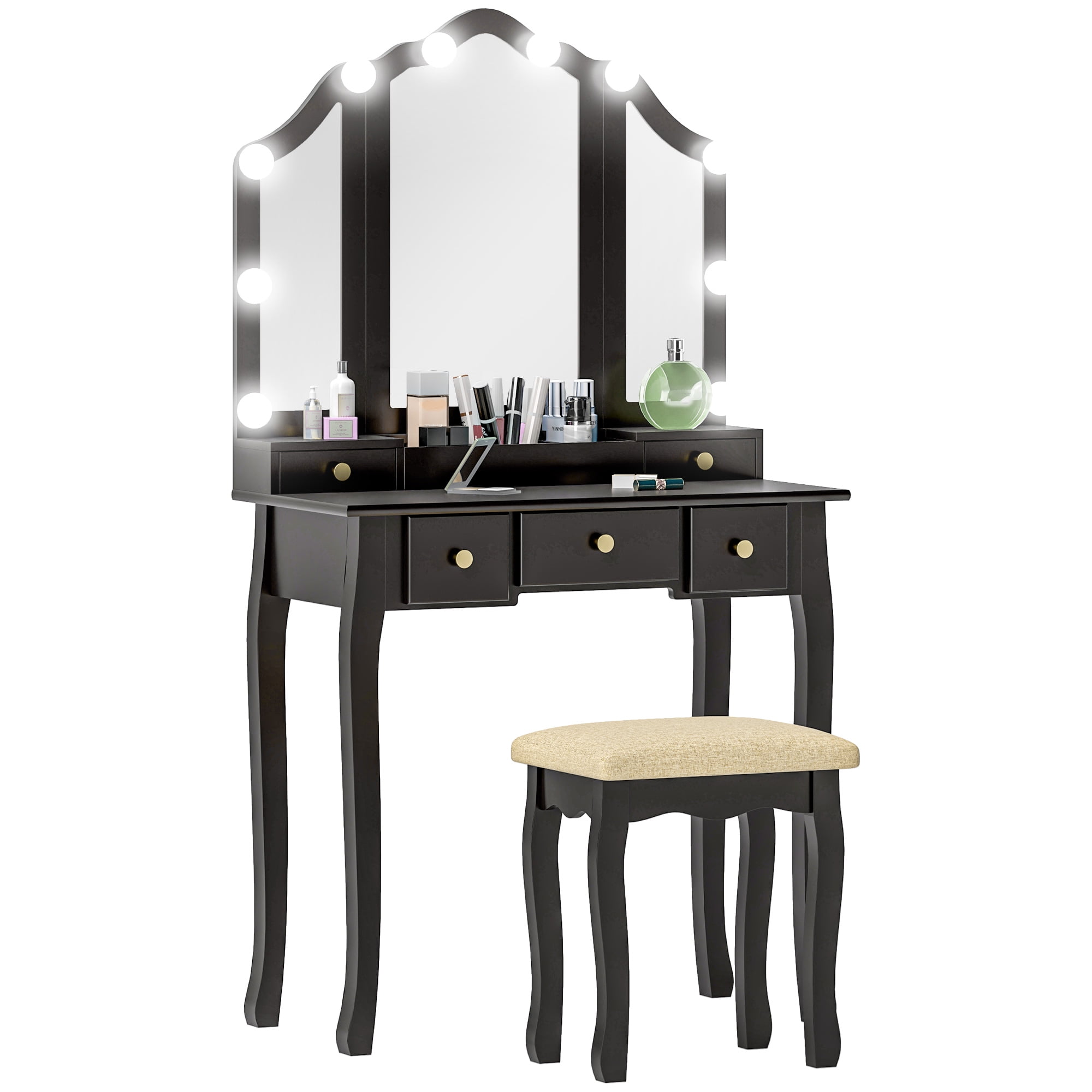 Click here for Homcom Vanity Set With Mirror And Stool  Vanity De... prices