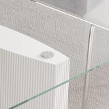 SSLINE Dining Table with 0.39" Thick Tempered Glass Top and White ...