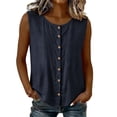 akafmk Womens Linen Button Down Shirts Sleeveless Tank Tops Comfortable ...
