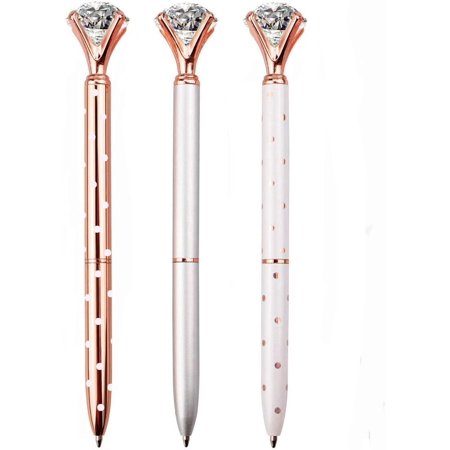 Smooth Handwriting Diamond Metal Ballpoint Pen Office Supplies 3 Pieces ...
