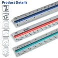 Triangular Ruler, 12 inch Metal Ruler, Triple Sided Color Coded ...