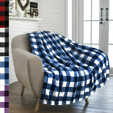 PAVILIA Buffalo Check Sherpa Fleece Throw Blanket | Red Black Checkered ...