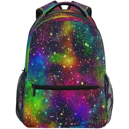 Galaxy Starry Night Sky Rainbow Color Backpacks Travel Laptop Daypack ...