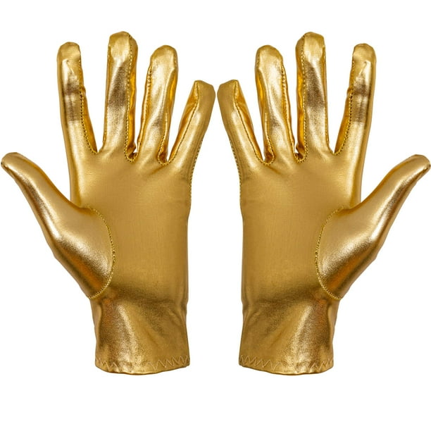 Skeleteen Metallic Gold Costume Gloves - Shiny Gold Princess Evening ...