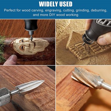 Rotary Wood Carving Drill Bit Set, 5-Piece, 1/8" Shank for DIY ...