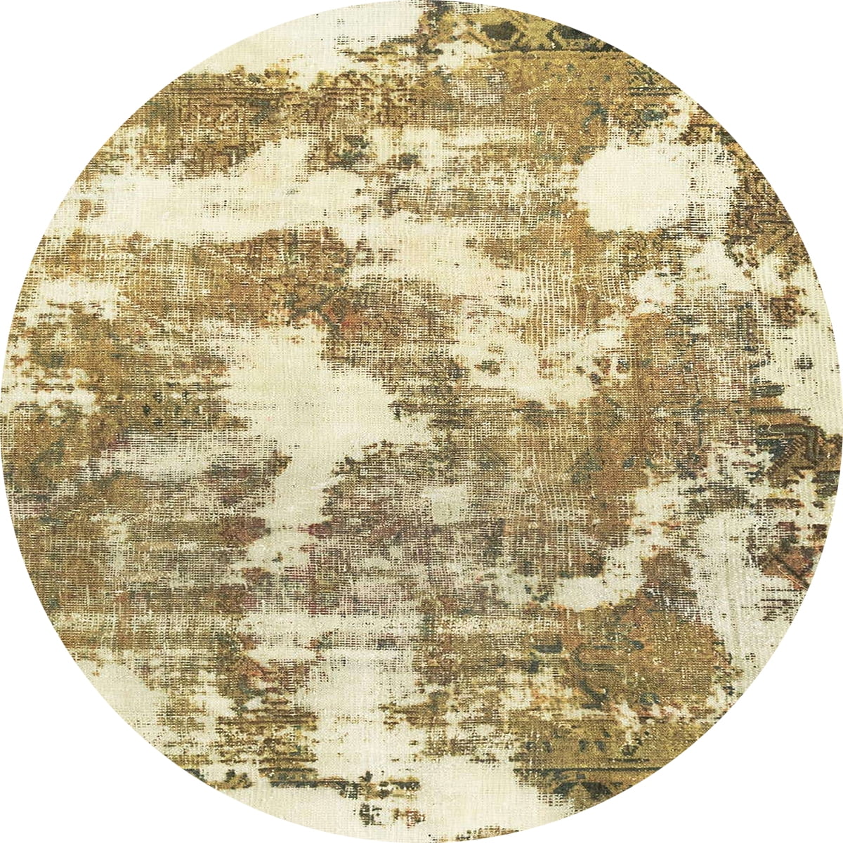 Ahgly Company Indoor Round Abstract Light Brown Abstract Area Rugs, 8 ...