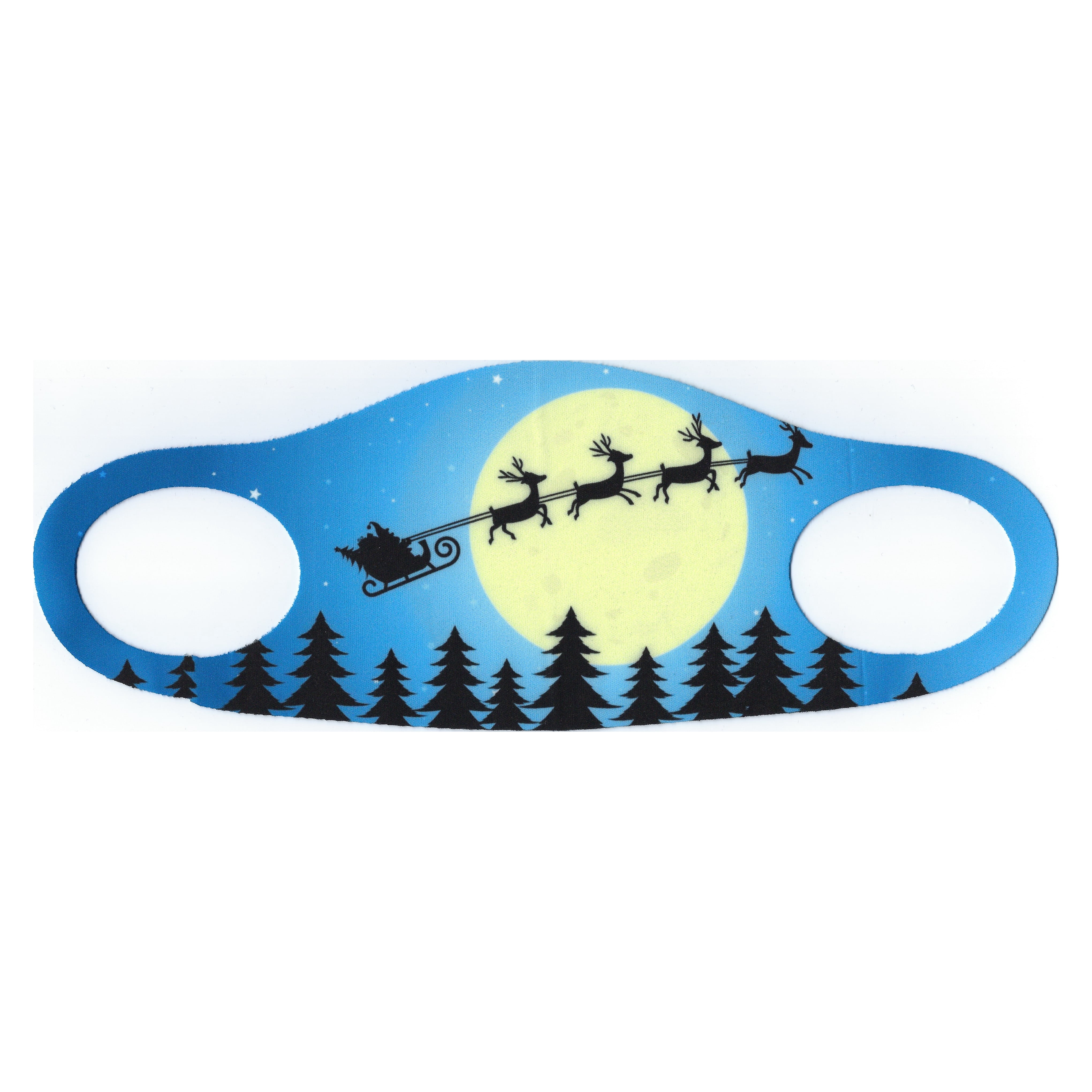 Flying Santa Sleigh Funny Face Mask Washable Reusable Cute Unisex ...