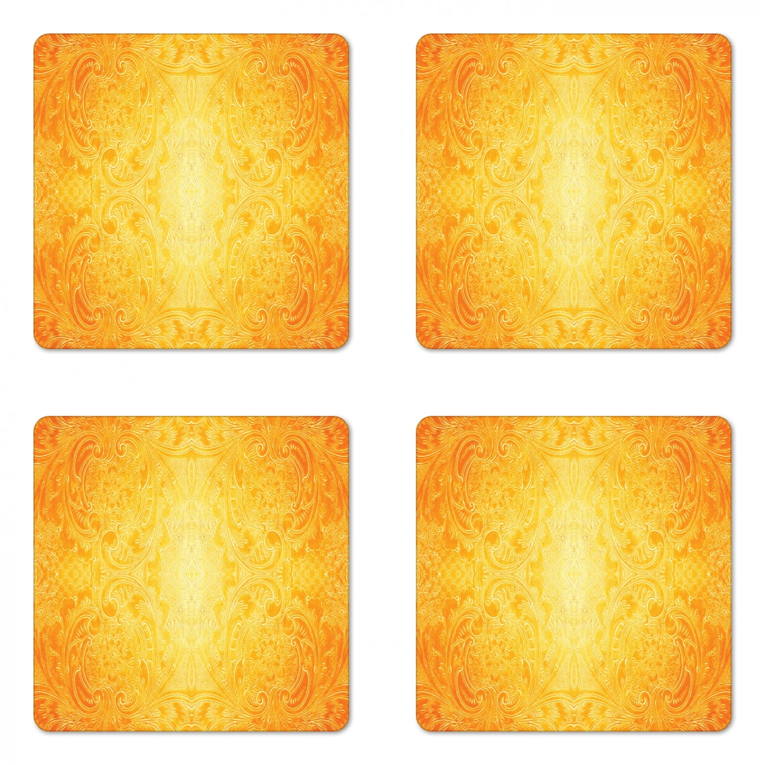 Yellow Coaster Set of 4, Victorian Style Antique Pattern with ...