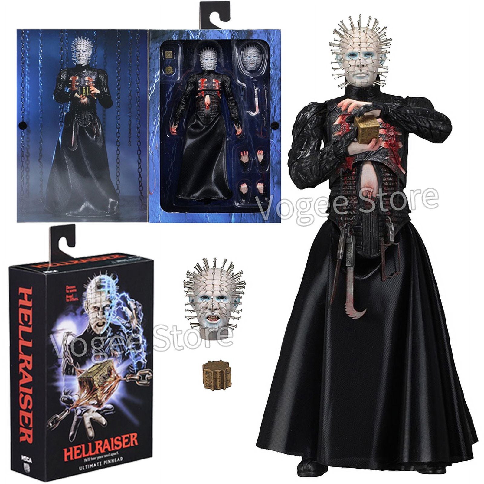 NECA-figura DE ACCIÓN DE Hellraiser, muñeco de terror, modelo de ...
