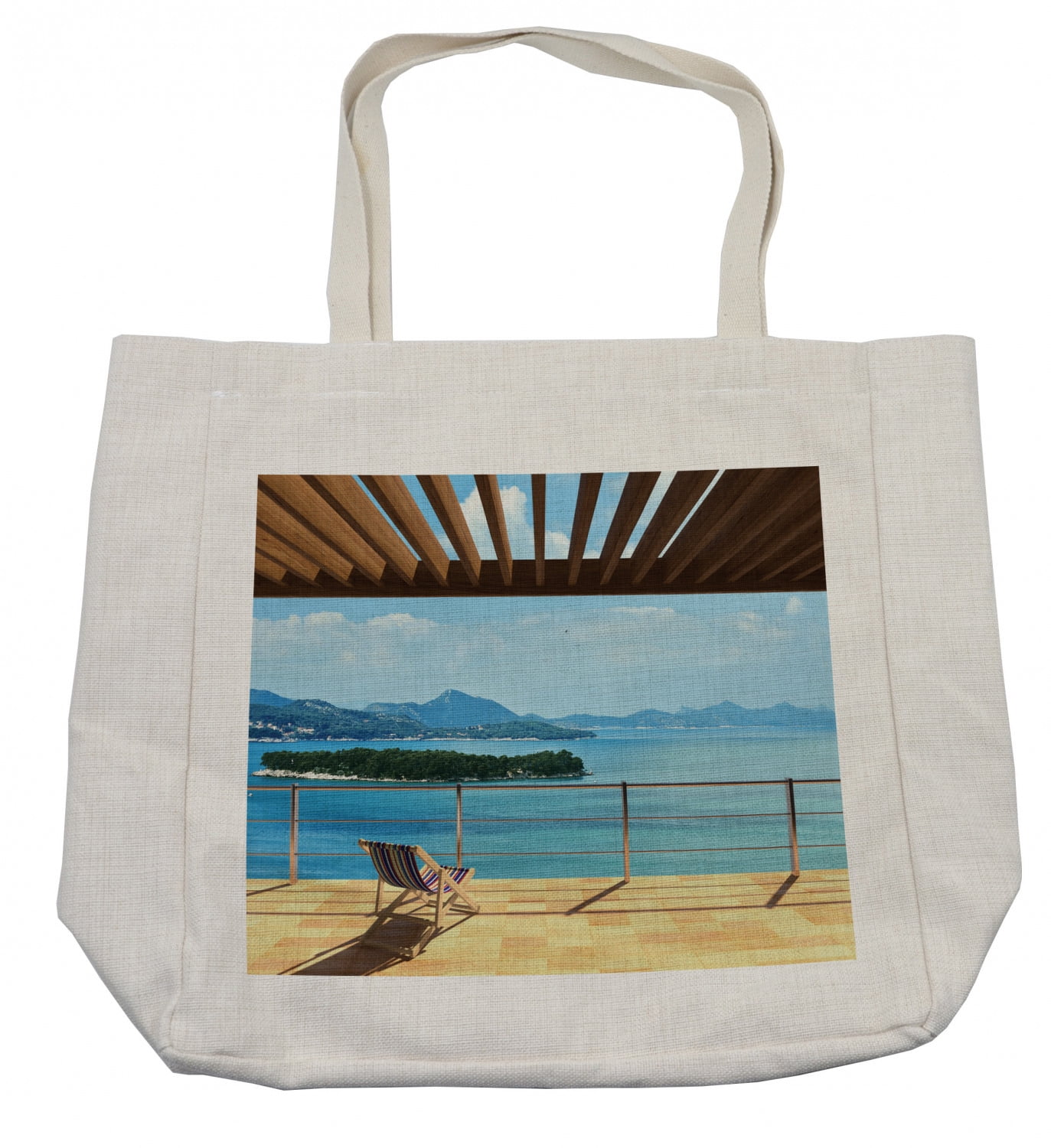 Ocean Shopping Bag, Interior Balcony Panoramic Seascape Coastal Island ...