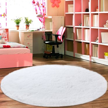 HR Plush Black & White Wave-Patterned Shag Rug, 1-Inch-Thick Soft High ...