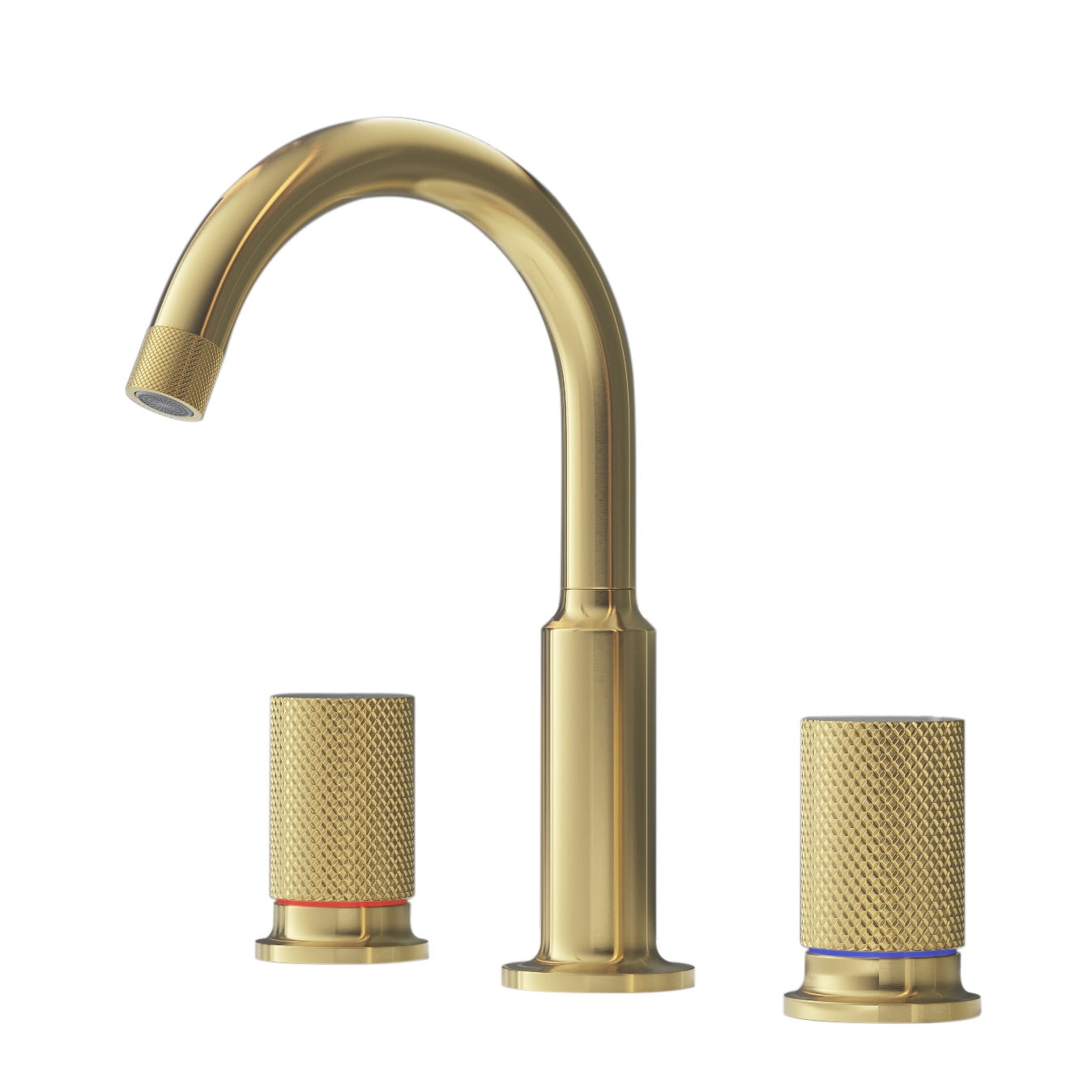 YZZY Bathroom Sink Faucet 3 Hole Widespread Basin Faucet Brushed Gold 2 ...