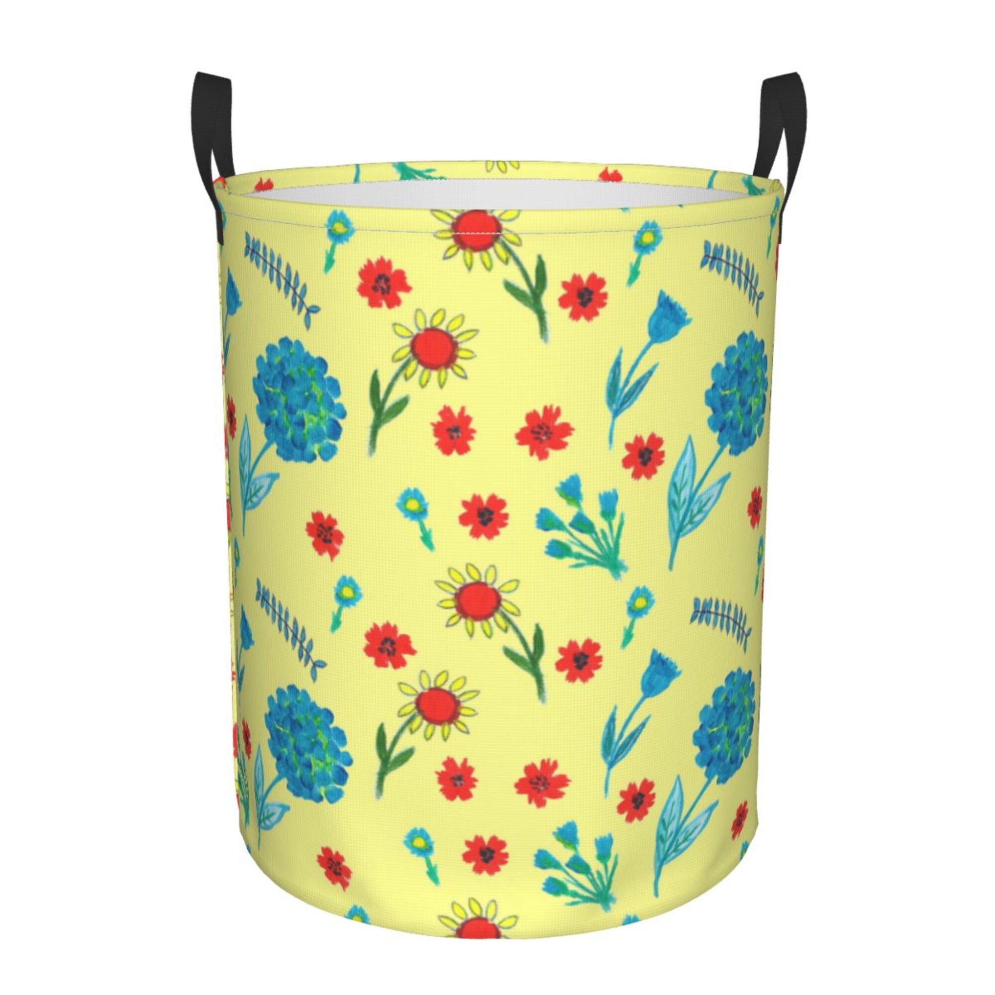 TEQUAN Waterproof Laundry Hampers, Retro Yellow Flower Design Pattern ...