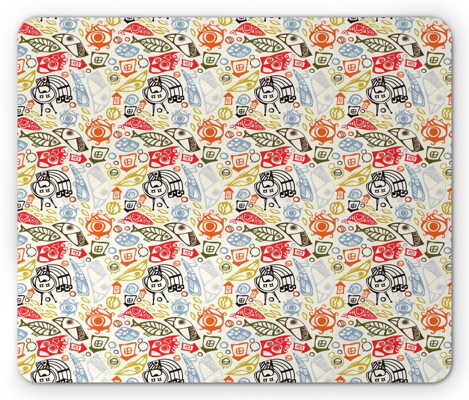 Funky Mouse Pad, Abstract Trippy Pattern with Fish and Eye Colorful ...