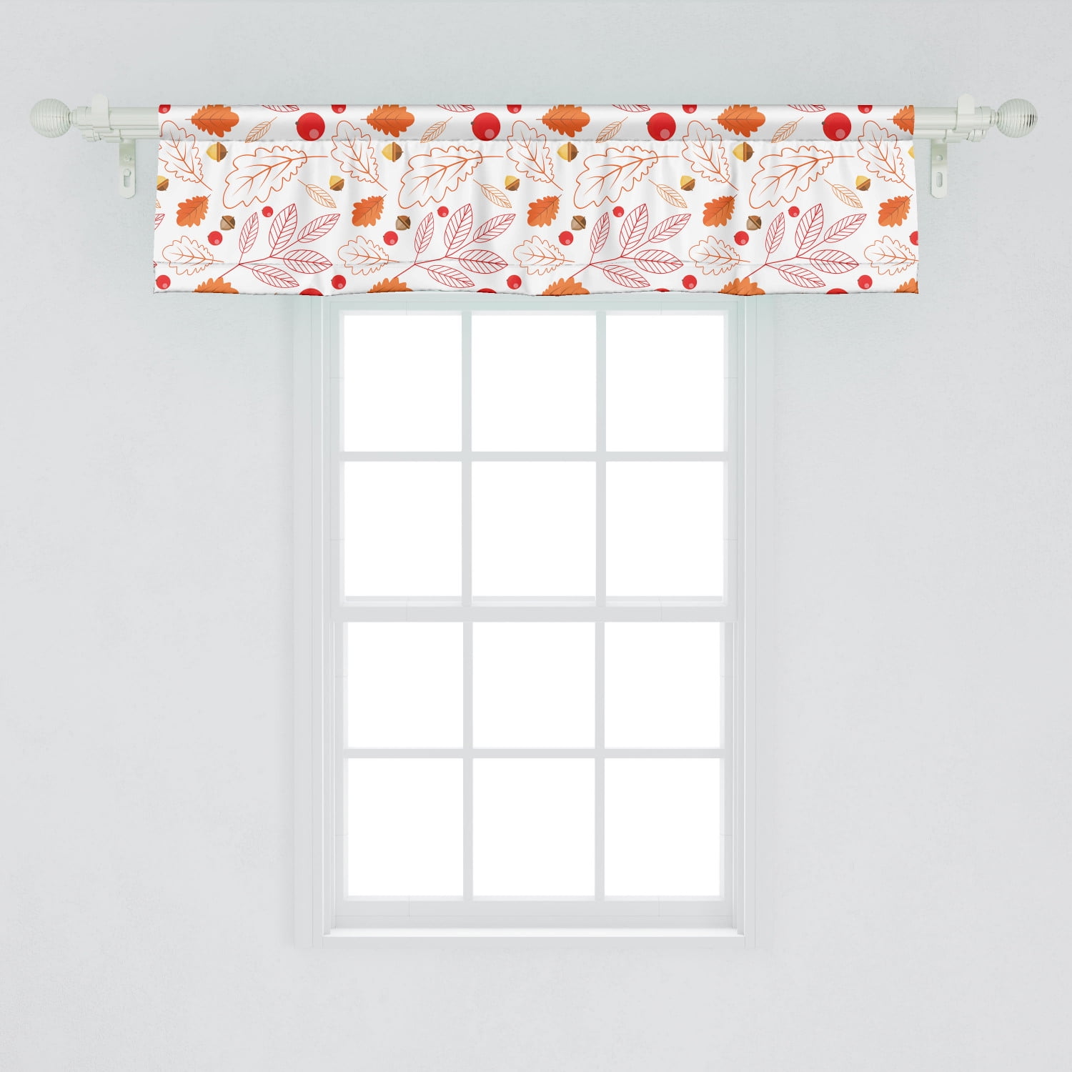 Autumn Window Valance Pack of 2, Vivid Colors Leaves Acorn Rowan ...
