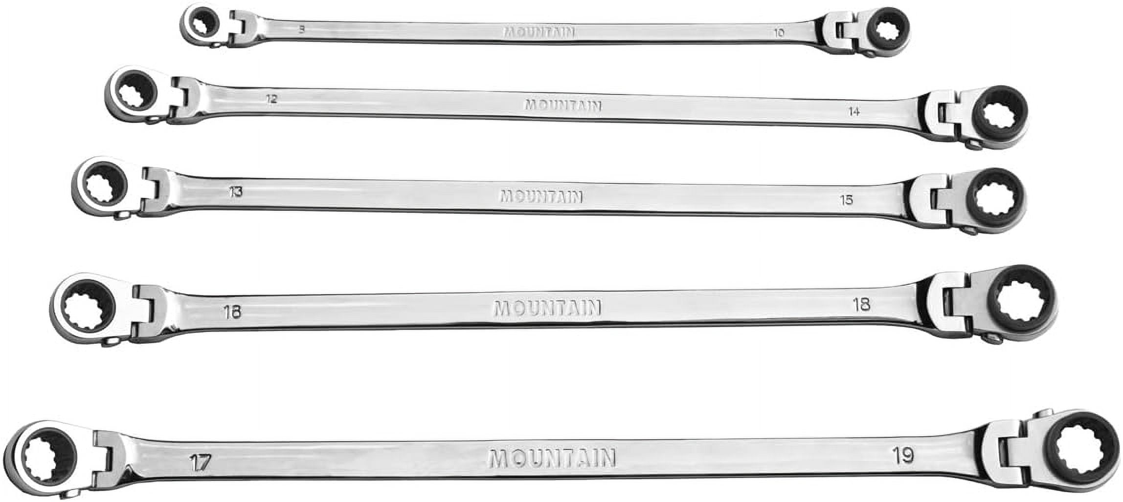 Mountain 5 Piece Metric Wrench Set 8 19mm 90 Tooth Extra Long Flexible Walmart