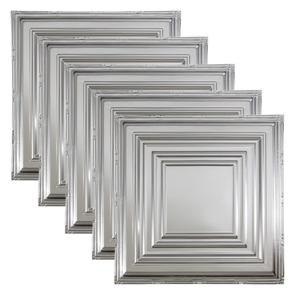 Great Lakes Tin Detroit Clear 2ft x 2ft Nail Up Ceiling Tiles (5 Pack ...