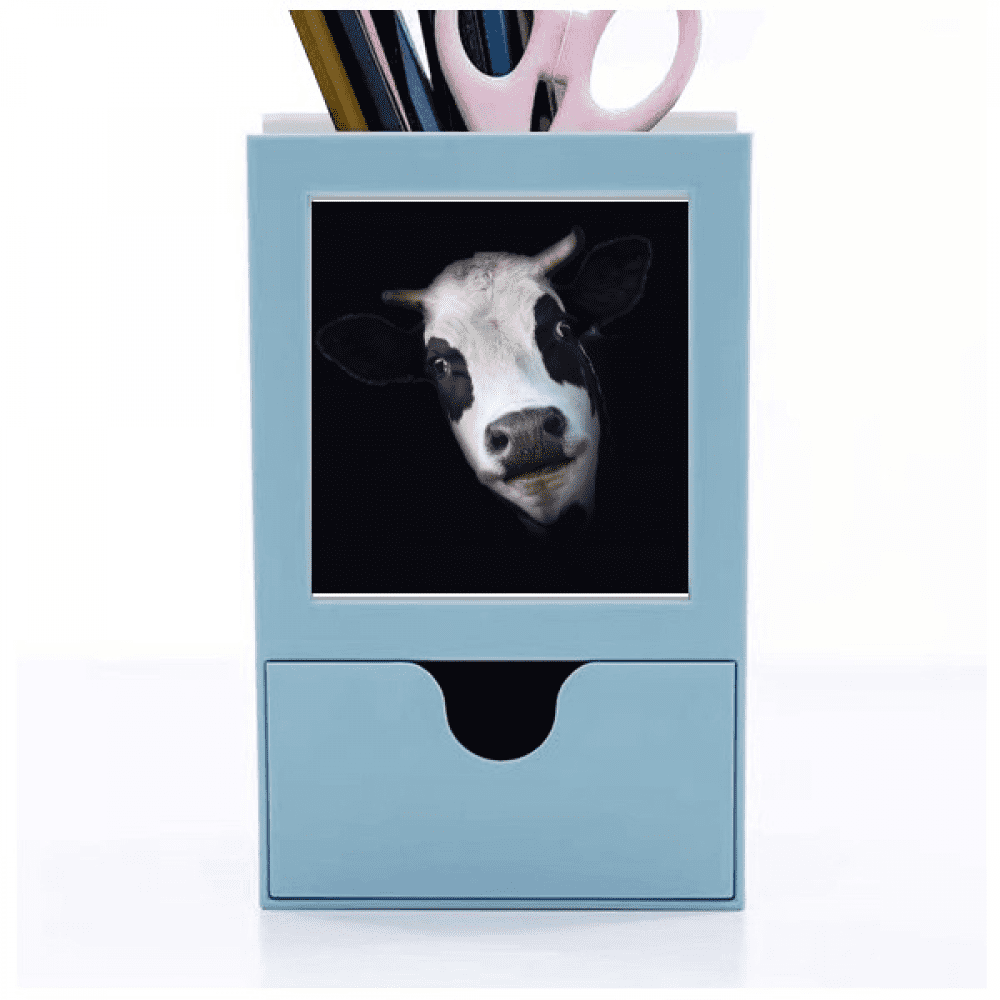Black Observation Horn Dairy Cow Desk Supplies Organizer Pen Holder ...