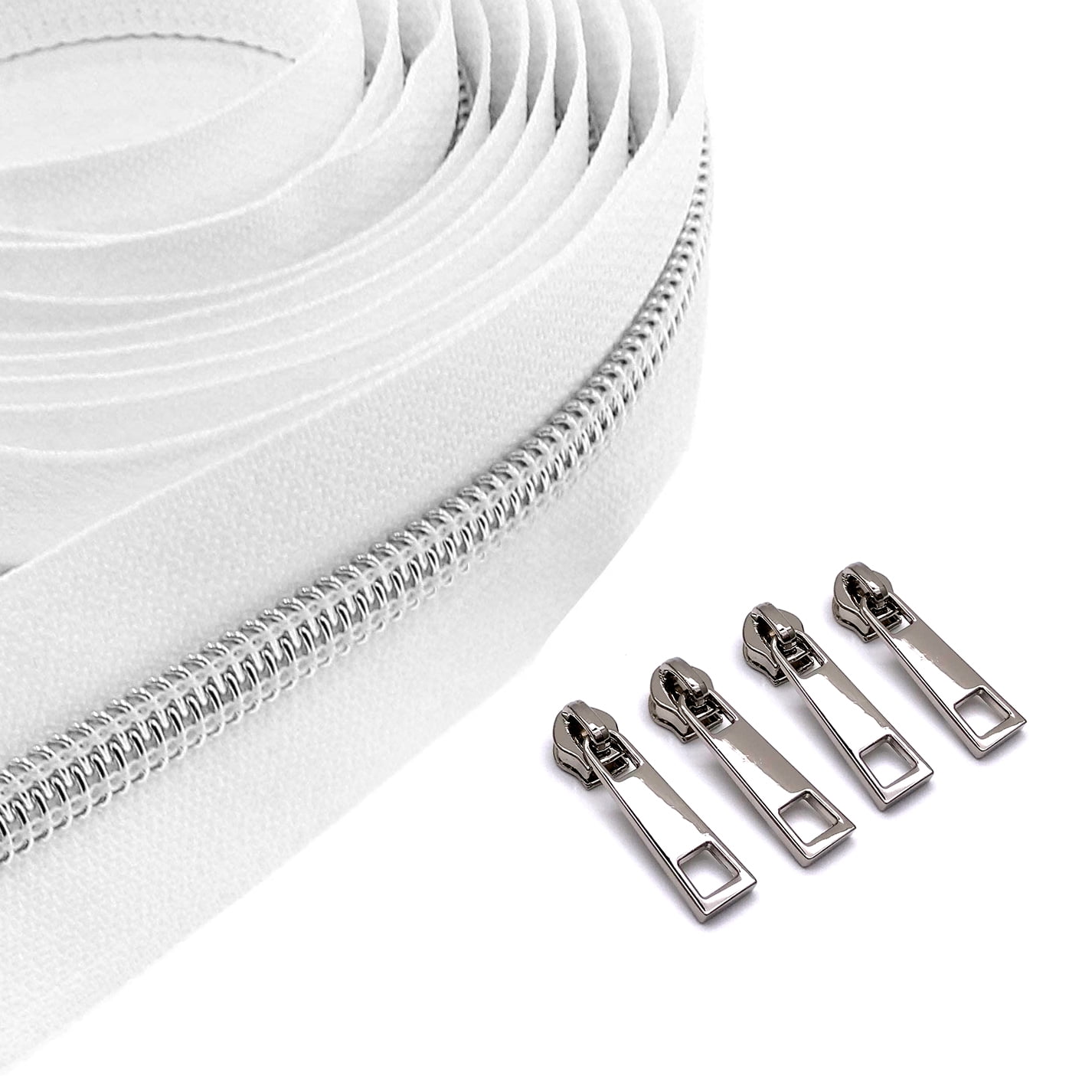 Goyunwell #5 White Zippers, 5 Yards Nylon Zipper Tape with Goyunwell #5 White Zippers, 5 Yards Nylon Zipper Tape with