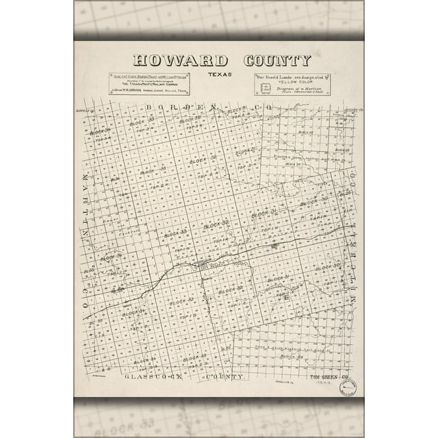 24"x36" Gallery Poster, map of Howard County, Texas 1890 - Walmart.com