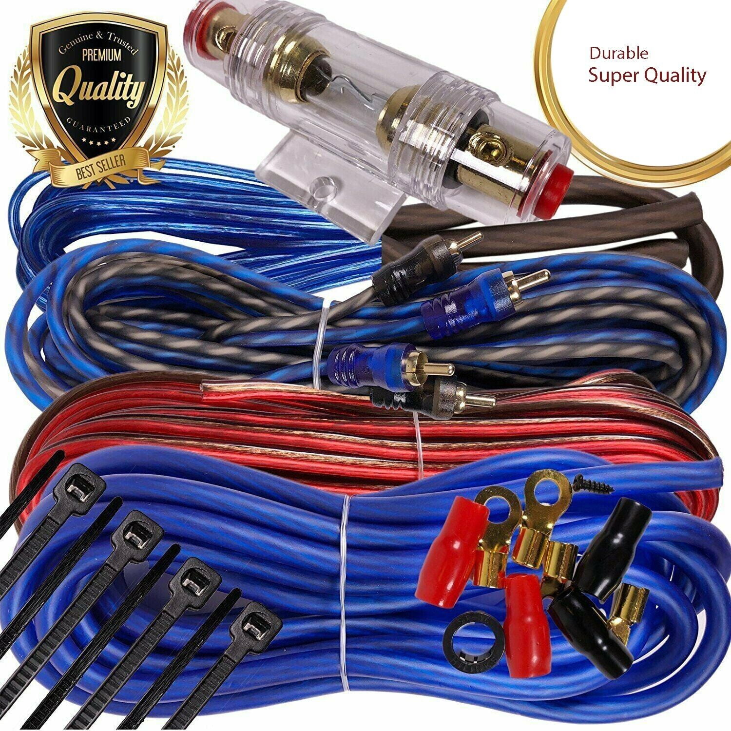 ADW Bundle, 2000W 8 Gauge Car Amplifier Wiring Kit, Complete Audio ...