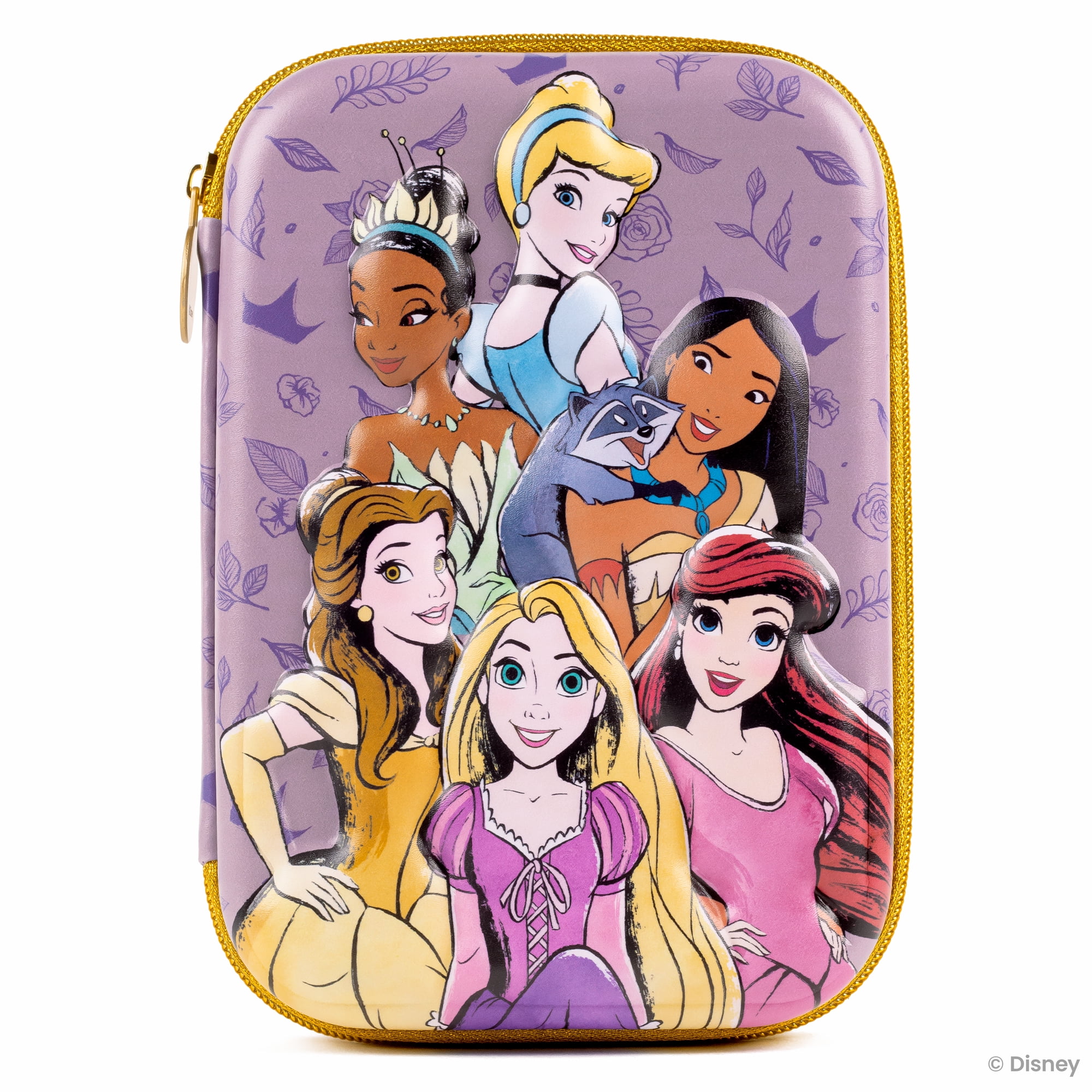 Disney Princess Pencil Case, Hard Case Supply Box with Zipper Closure ...