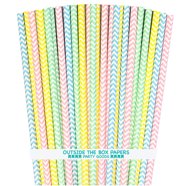 Just Artifacts 100pcs Decorative Striped Paper Straws (Striped, Light ...