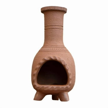 "Esschert Design Outdoor Wood Burning Chiminea, 26"" Black Finish Cast ...