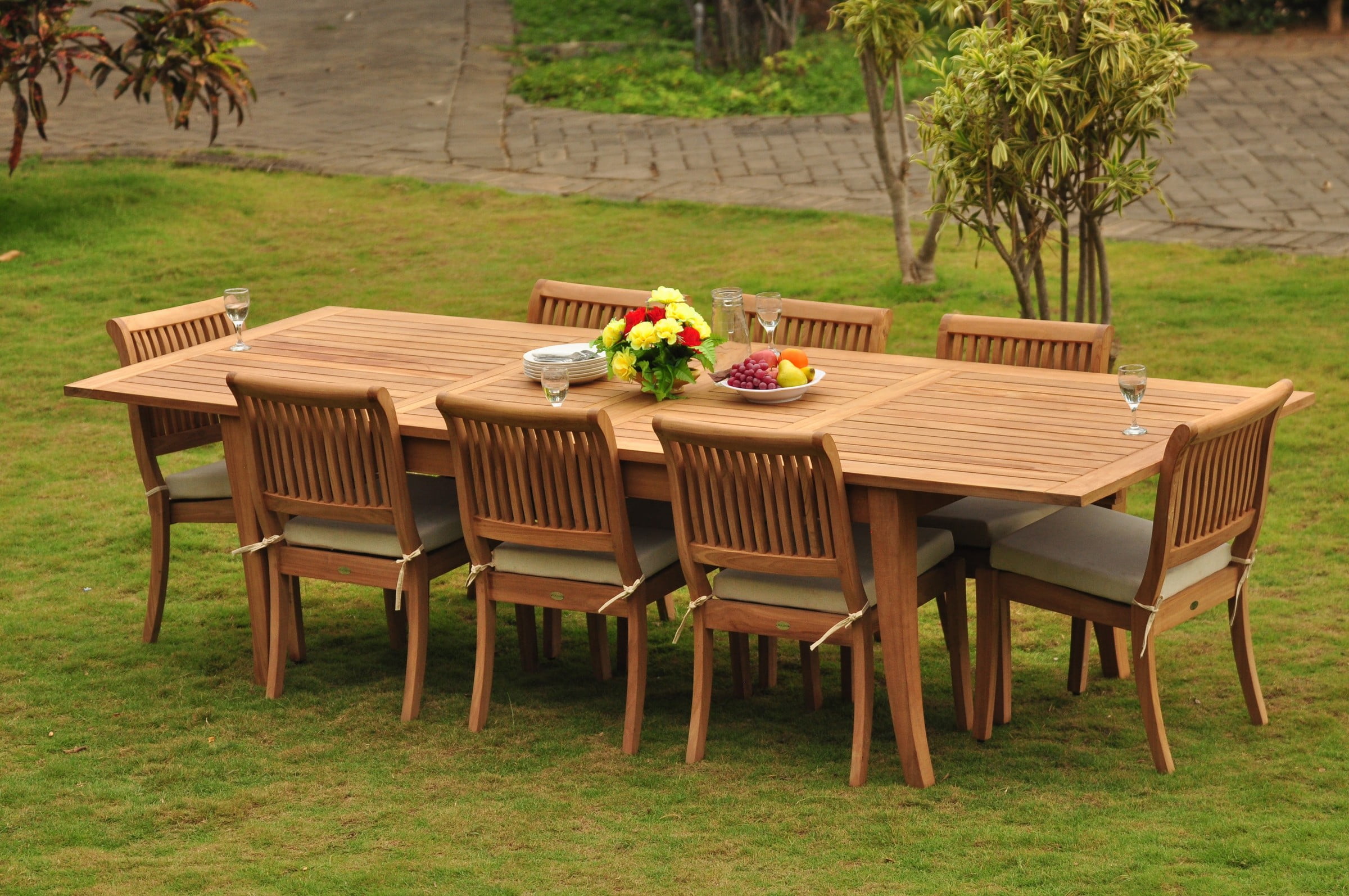 Teak Dining Set: 8 Seater 9 Pc: 118" Atnas Rectangle Table & 8 Stacking ...