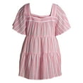 Terra And Sky Womens Plus Size Square Neck Flutter Sleeve Tiered Tunic